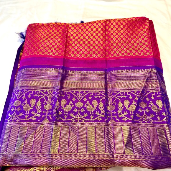 Sarees | Authentic Pink And Purple Saree With Mediumlarge Blouse | Poshmark